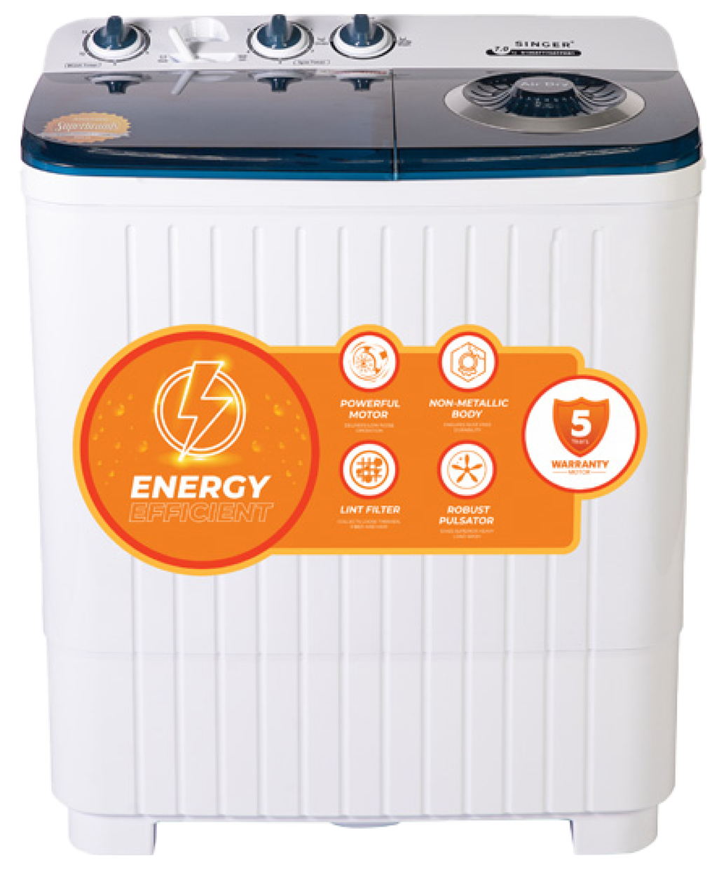 SINGER 7 KG Semi-Auto Washing Machine - Affordable & Energy Efficient