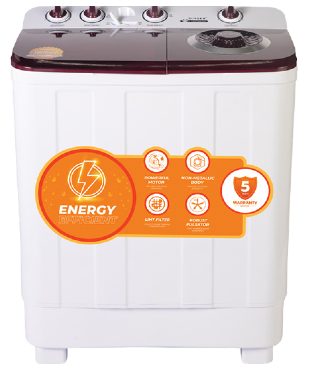 SINGER 9 KG Semi-Auto Washing Machine - Affordable & Energy Efficient