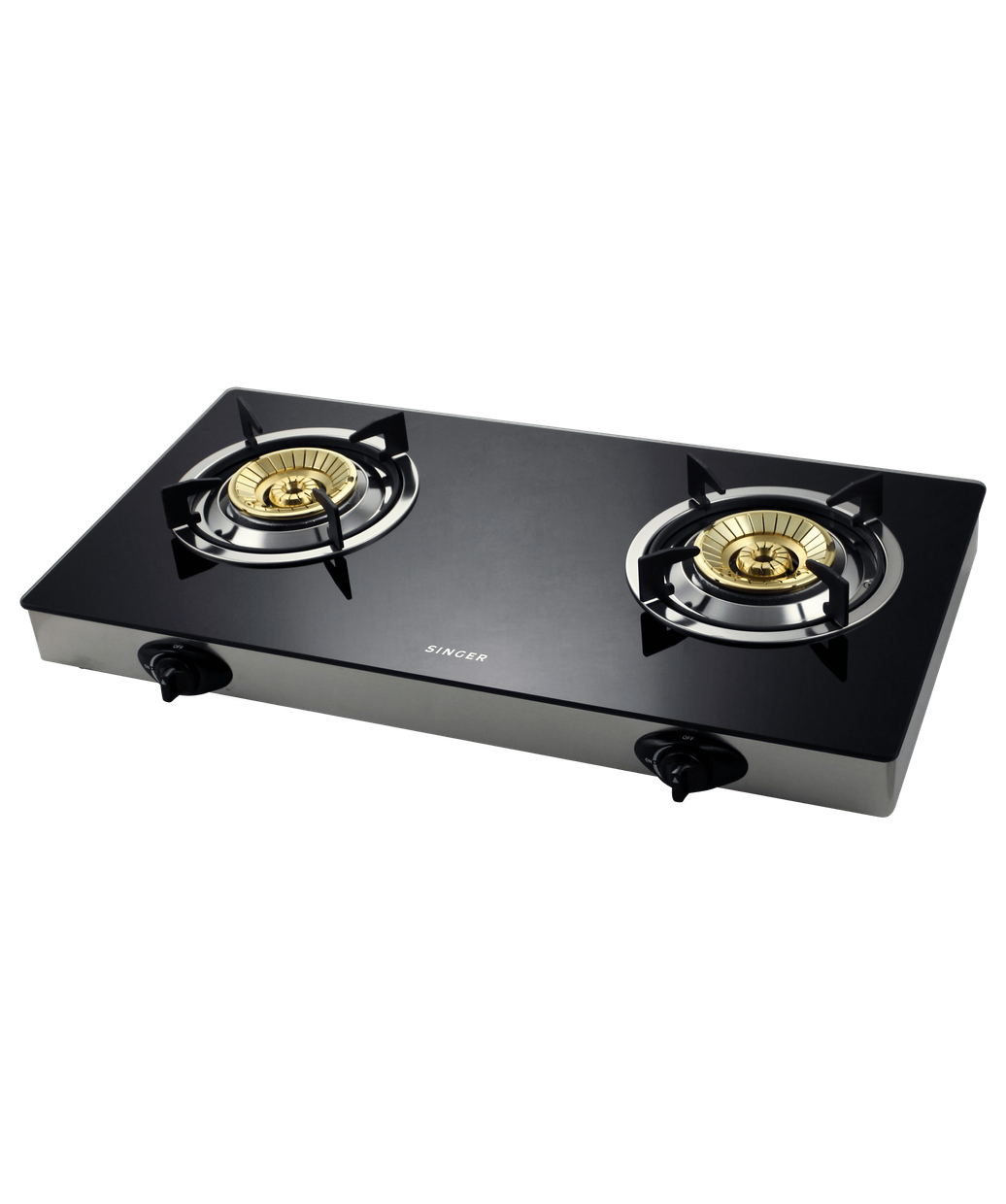 Singer Double Burner Gas Stove – Tempered Glass, Piezo Ignition